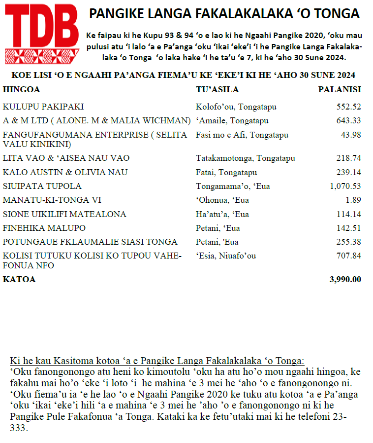 TDB News - Home - Tonga Development Bank
